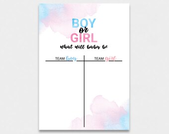 Gender reveal chart | Etsy