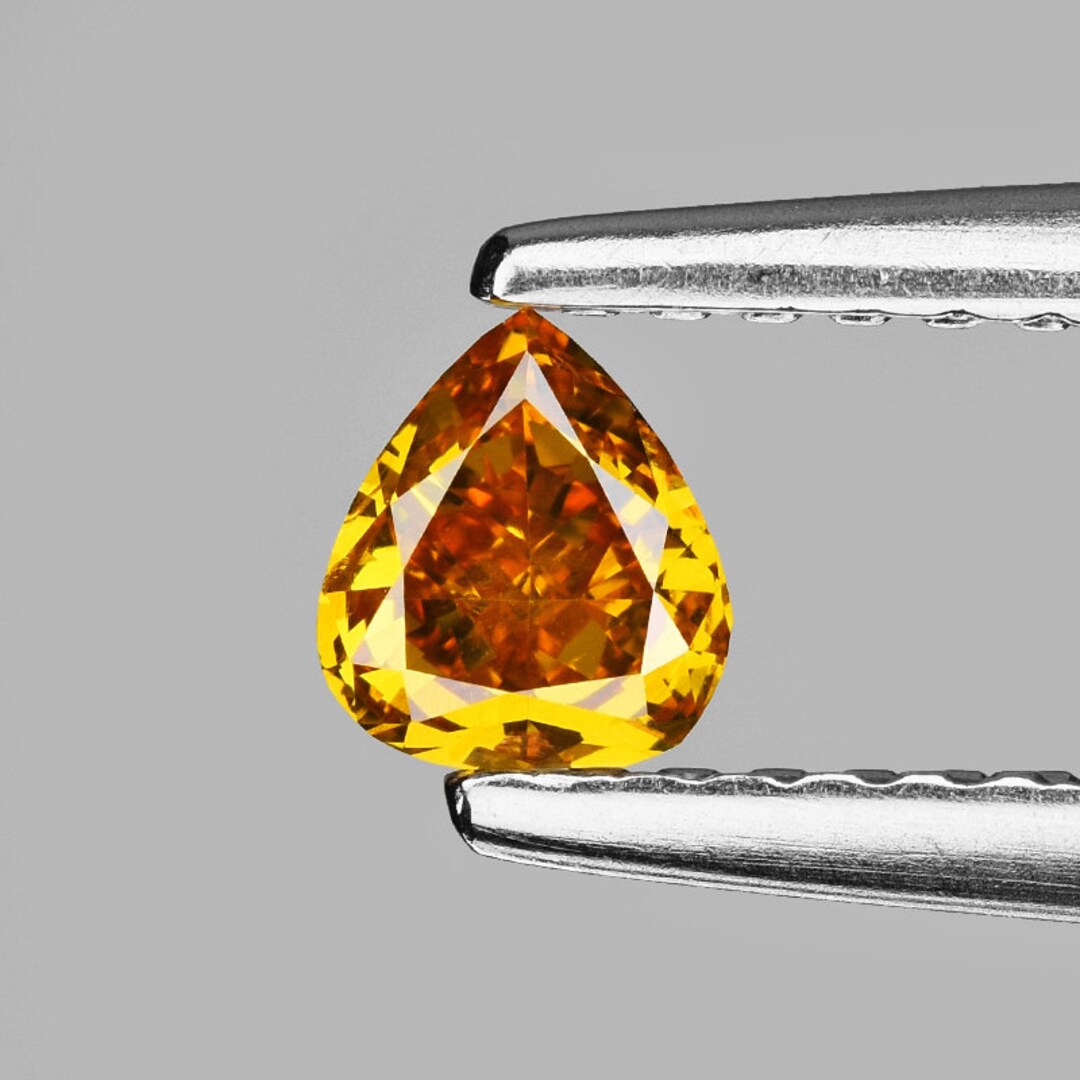 Orange Yellow Diamond Pear Cut Diamond Natural Diamond 0.23 Cts Diamond ...