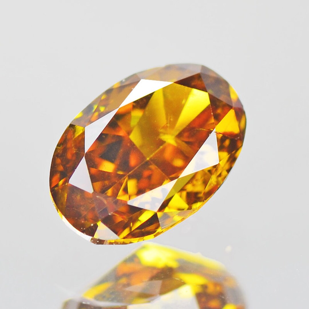 Orange Yellow Diamond Oval Cut Diamond Natural Diamond 0.45 Cts Yellow ...