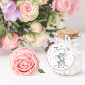 Pink Elephant Gift Tags, Party Favor Tags, Printable Baby Shower Gift ...