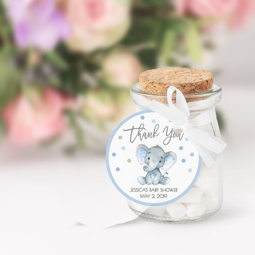 Blue Elephant Gift Tags Party Favor Tags Printable Baby | Etsy