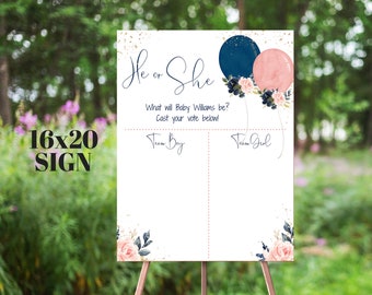 He or She Game Sign Baby Shower Game Printable Instant - Etsy