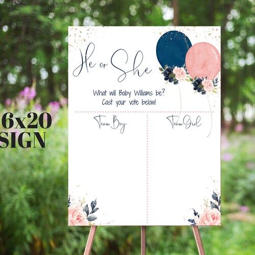 Gender Prediction Sign He or She Activity Boy or Girl Game - Etsy