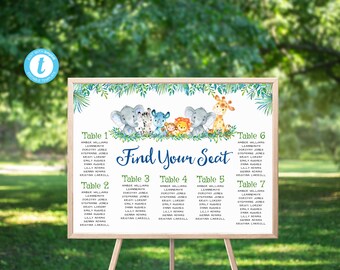Safari Baby Shower Seating Chart Sign Table Plan Template - Etsy