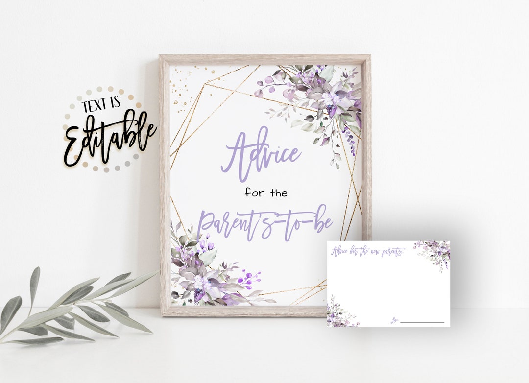 Lavender Advice for the Parents to Be, Baby Shower Activity, Succulents ...