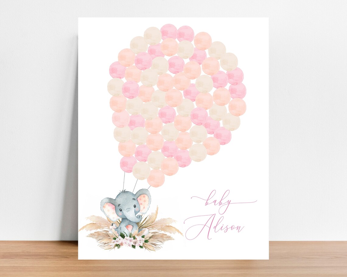 67 Balloons Floral Pampas Grass Elephant Hot Air Balloon - Etsy