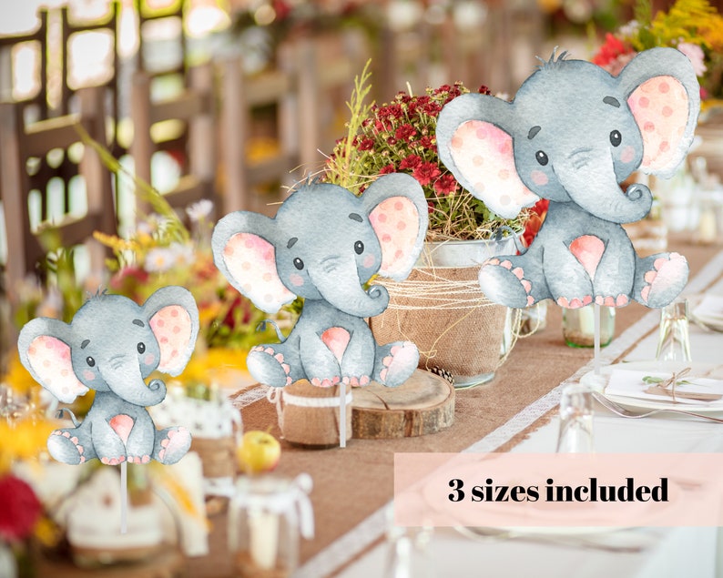 Elephant Centerpieces, Pink Elephant, 4 Inch, 6 Inch, 8 Inch Cutouts ...