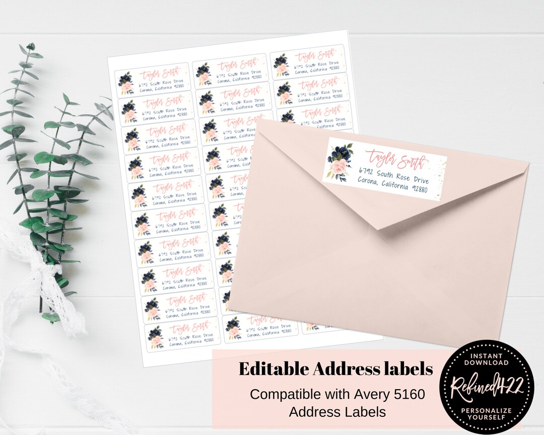 Return Address Labels, Editable Address Label Template, Wedding, Baby ...