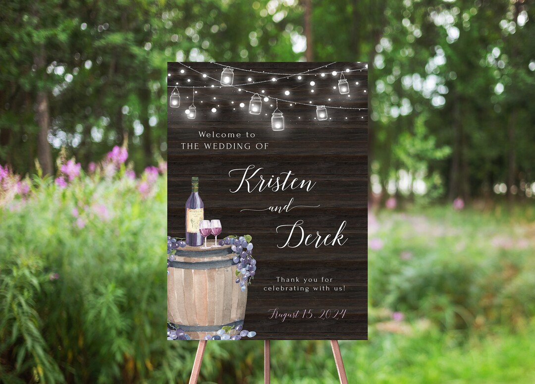 Winery Wedding Welcome Sign, Vineyard Wedding Welcome Poster, Lantern ...