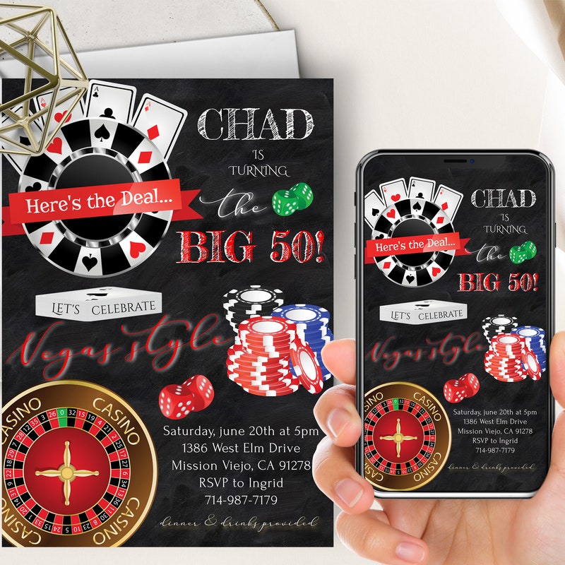 Casino Themed Birthday Card - Etsy