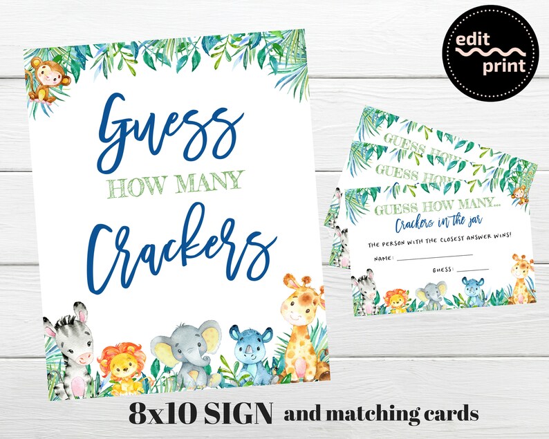 Baby Shower Guessing Game Guess How Many Game Safari Animals - Etsy