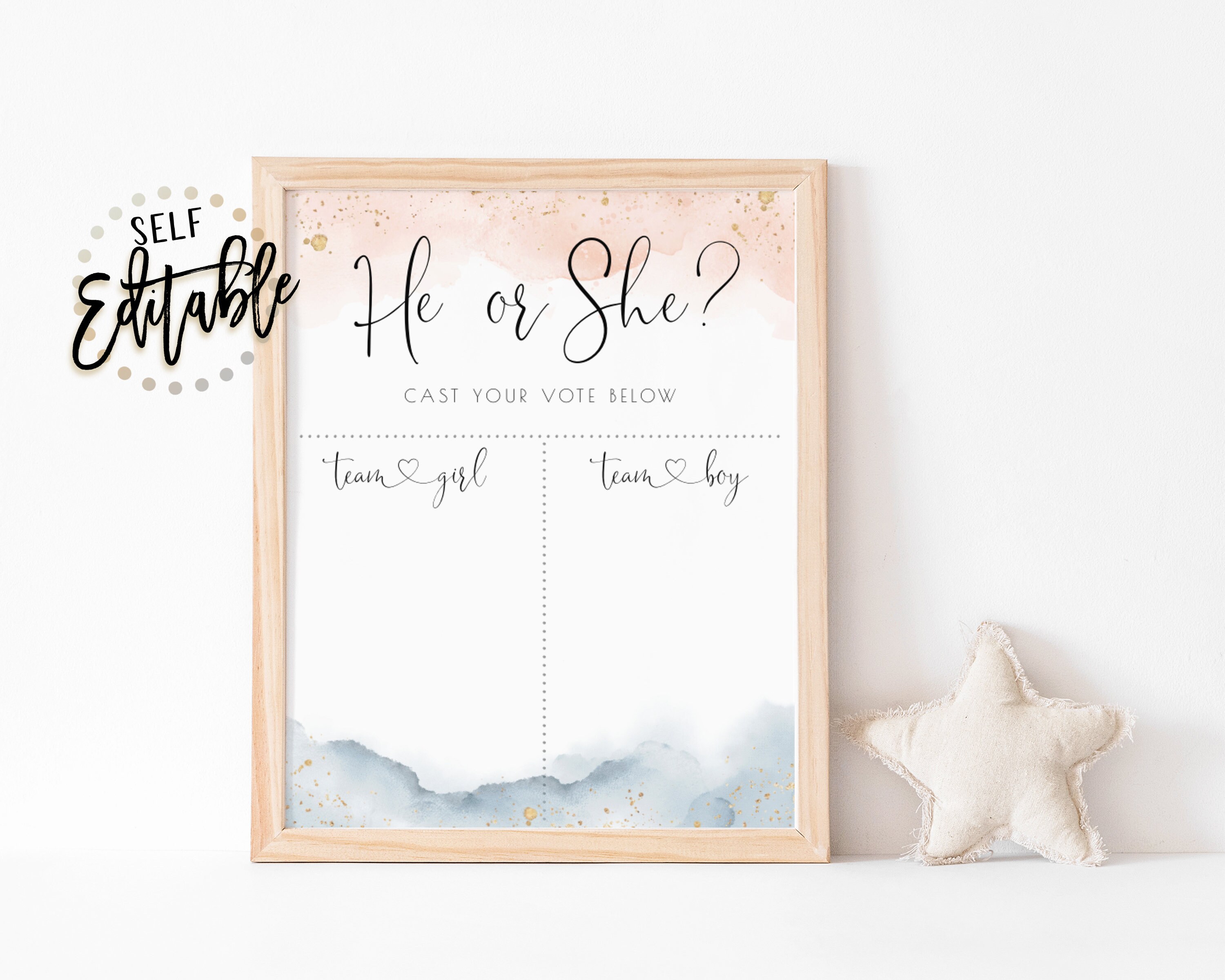 Gender Prediction Sign He Or She Activity Dusty Blue And | Etsy