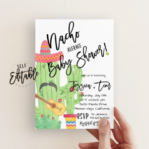 Nacho Average Baby Shower, Succulents Cactus Invitation, Taco 'bout a ...