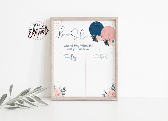 Gender Prediction Sign He Or She Activity Boy Or Girl Game | Etsy