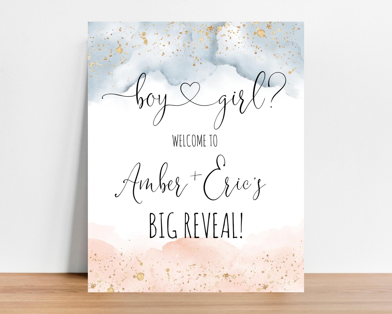 Watercolor Gender Reveal Welcome Sign Blush Pink and Dusty - Etsy