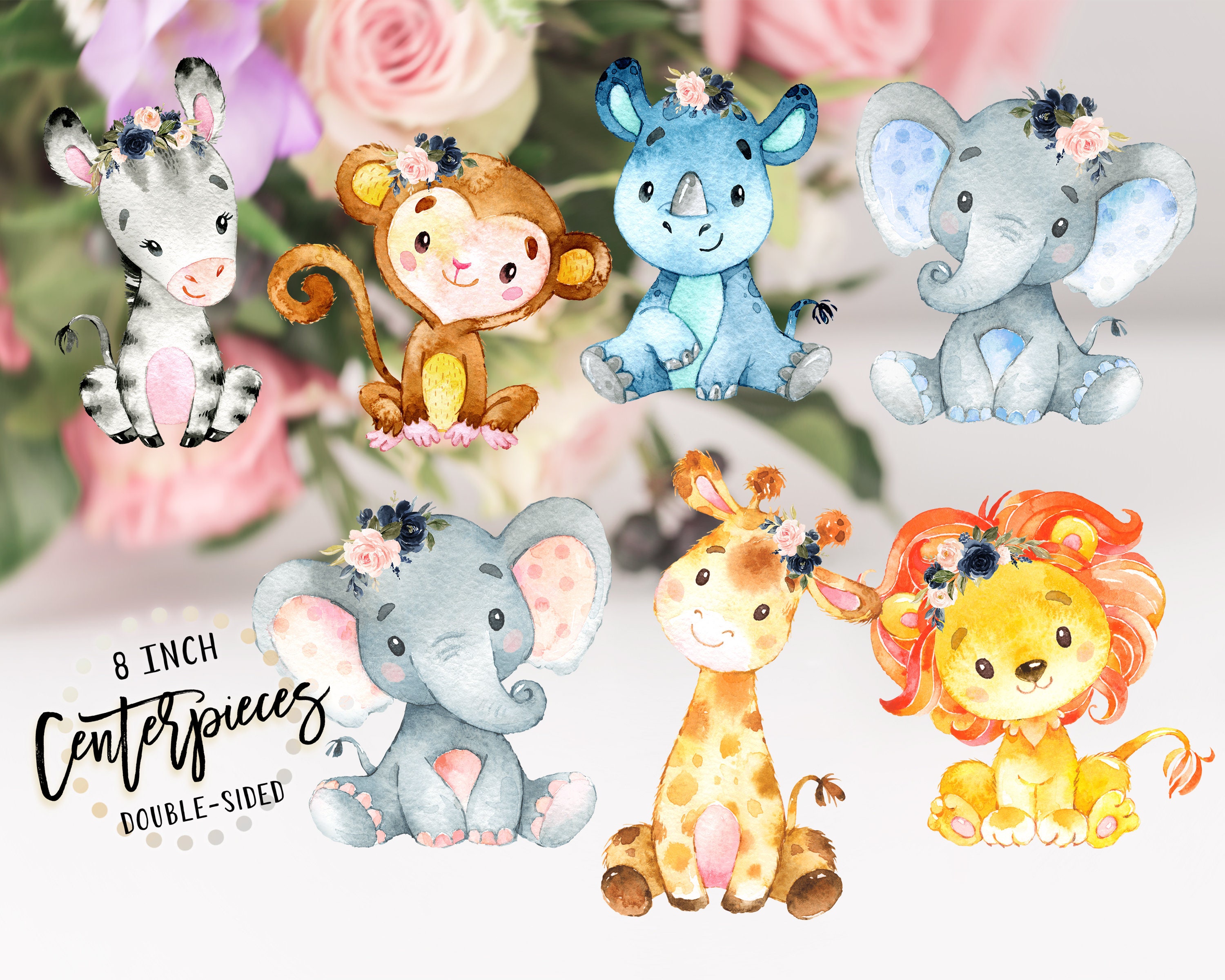 Safari Animal Cutouts 8 Inch Double-sided Centerpieces Baby - Etsy