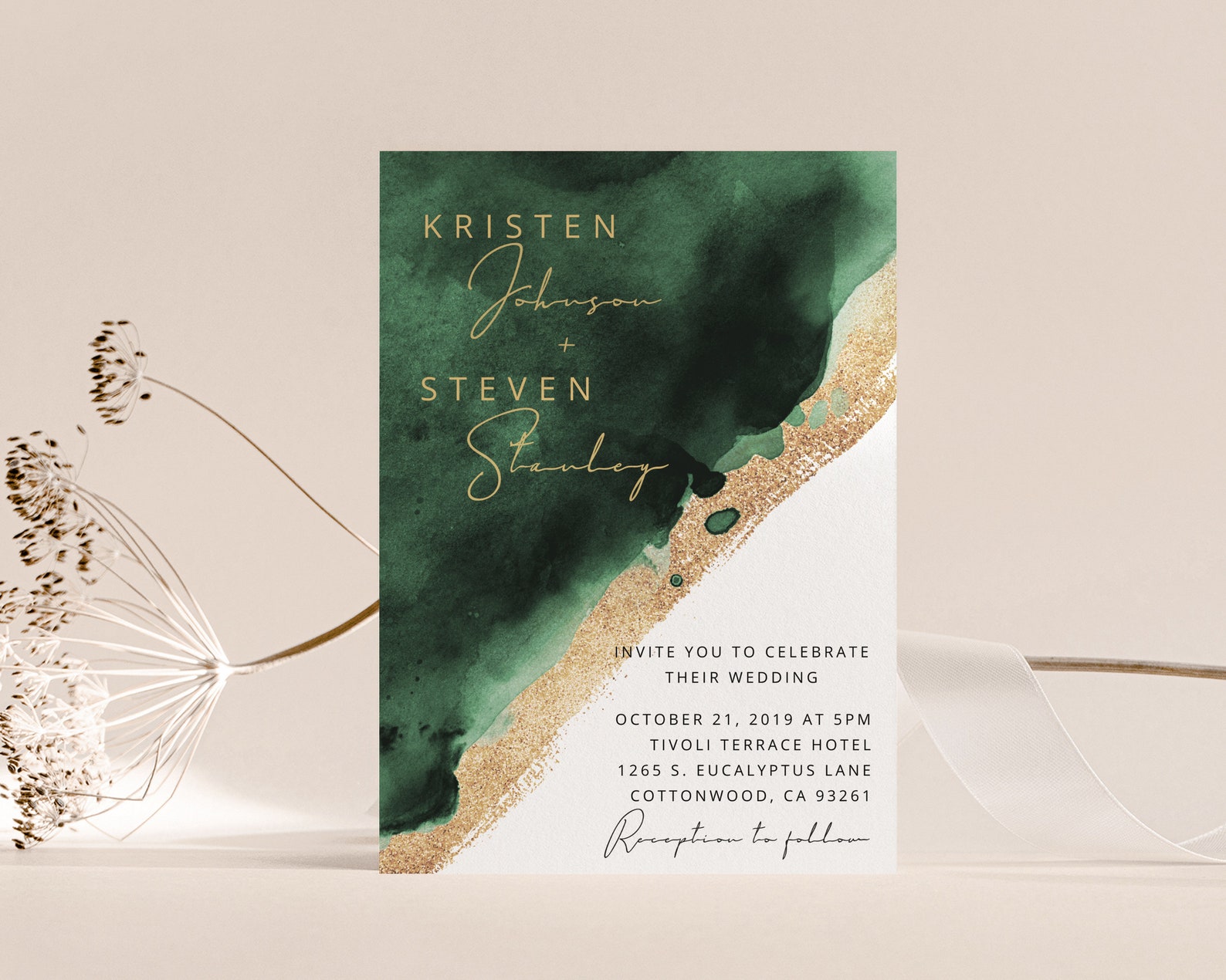 Emerald & Gold Wedding Invitation Set Emerald Green and Gold - Etsy