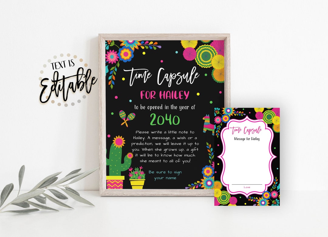 Three-esta Birthday Time Capsule Sign With Matching Printable Cards ...