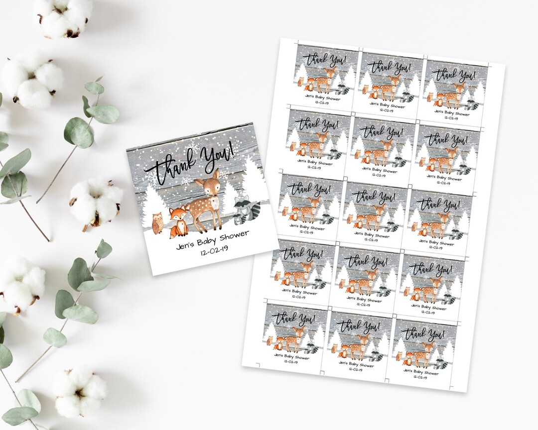 Winter Woodland Animals Gift Tags, Party Favor Tags, Baby It's Cold ...
