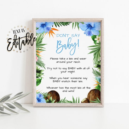 Blue Aloha Baby Shower Invite Tropical Luau Boy Invitation | Etsy