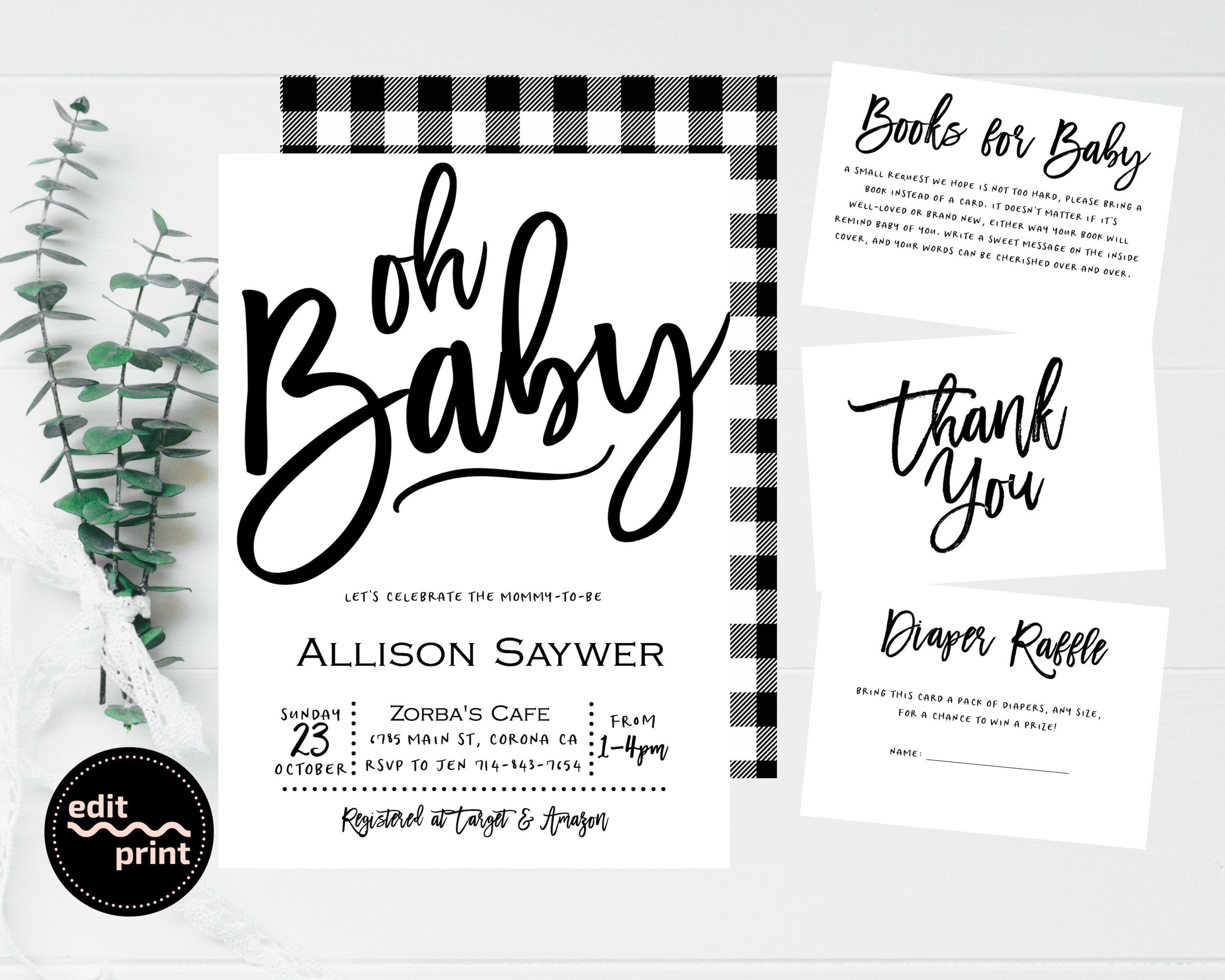 Simple Baby Shower Invitation Modern Baby Shower Invite - Etsy