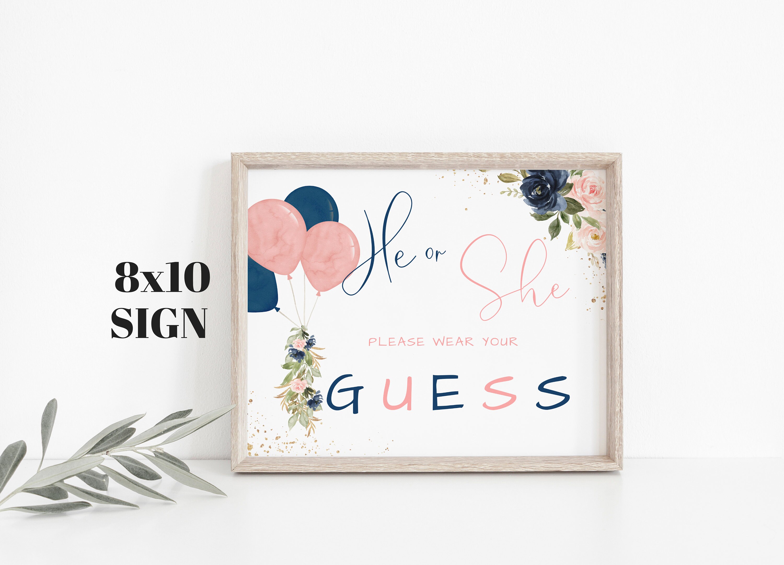 He or She Wear Your Guess Sign Pink Navy Floral Watercolor - Etsy