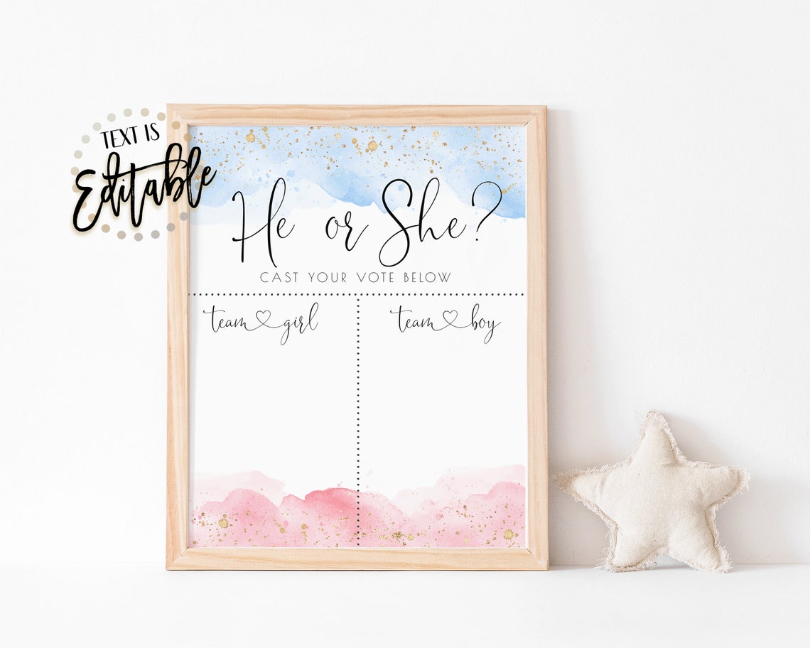 Gender Prediction Sign He or She Activity Pink and Blue - Etsy