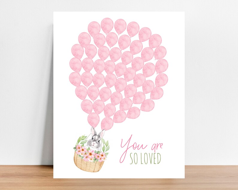 Bunny Rabbit Signature Guestbook Pink Balloon Guest Book - Etsy