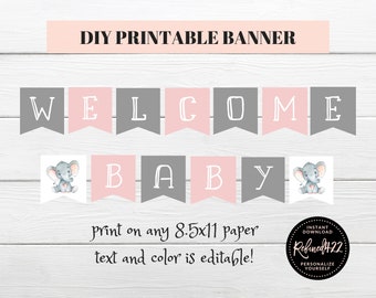 Elephant Welcome Banner Baby Boy Banner Welcome Baby Baby - Etsy