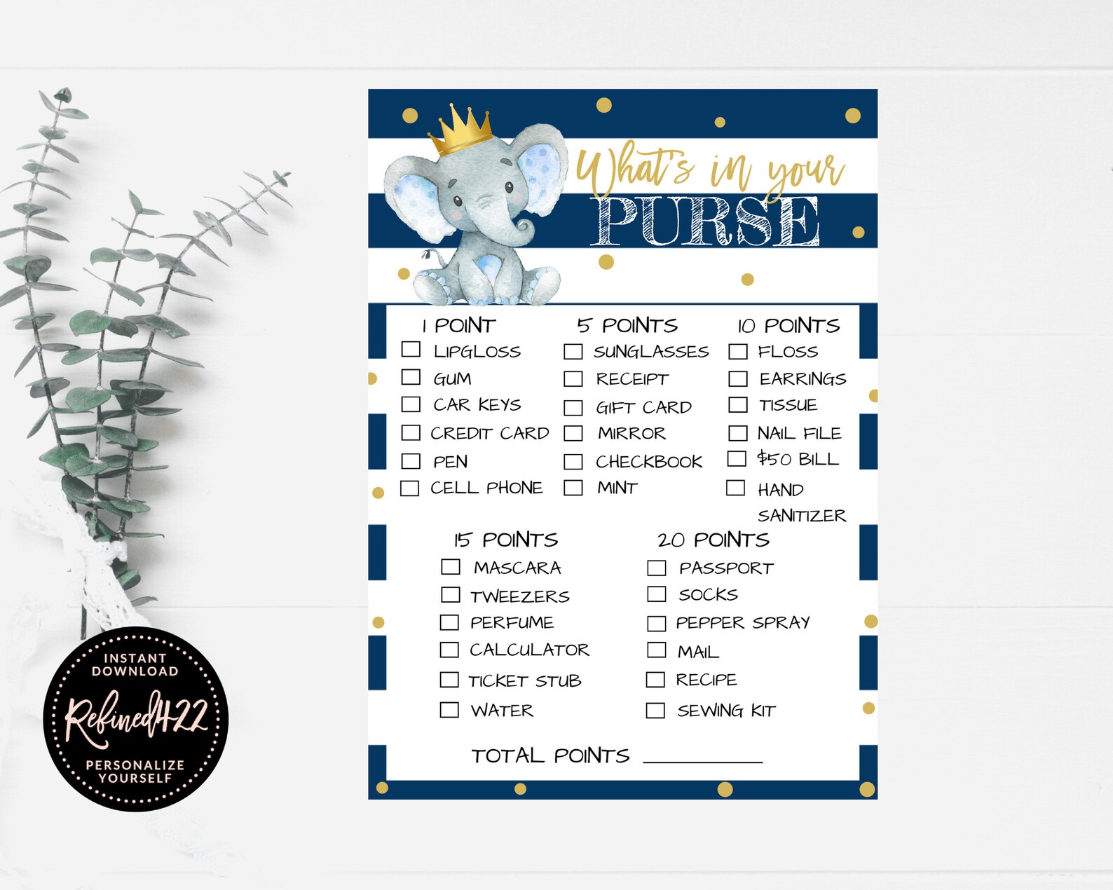 Baby Shower Games Bundle Prince Elephant Games Pack Blue - Etsy