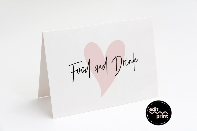 Food Label Card Foldable Placement Card Pink Heart Baby - Etsy