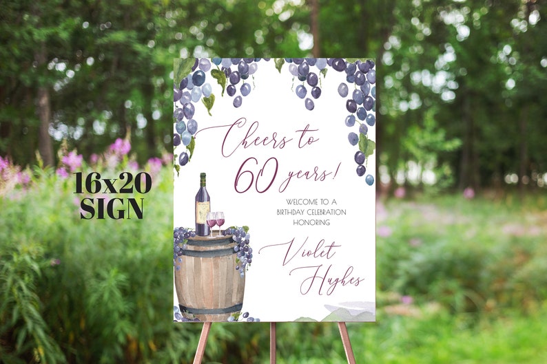 Winery Birthday Welcome Sign Vineyard Birthday Decor Cheers | Etsy
