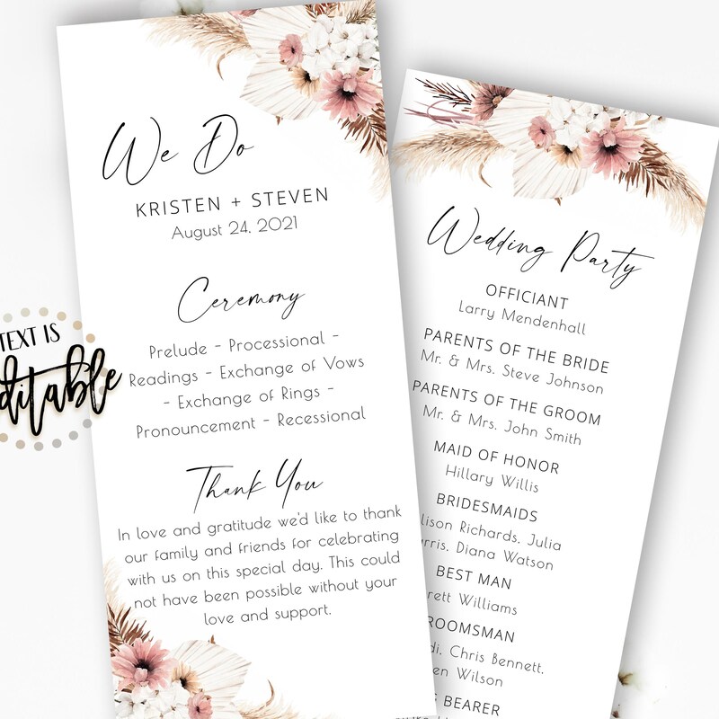 Diy Wedding Program - Etsy