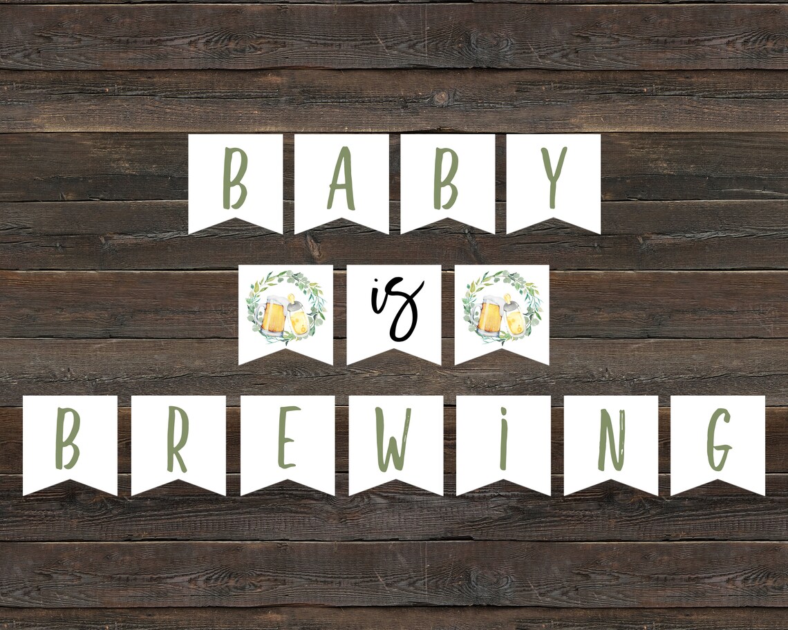 Editable Baby is Brewing Banner, Bottles and Beers Baby Shower, Welcome ...