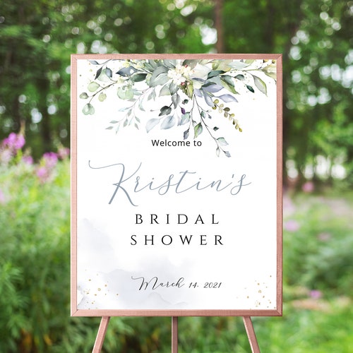 Greenery Bridal Shower Welcome Sign Botanical Eucalyptus - Etsy
