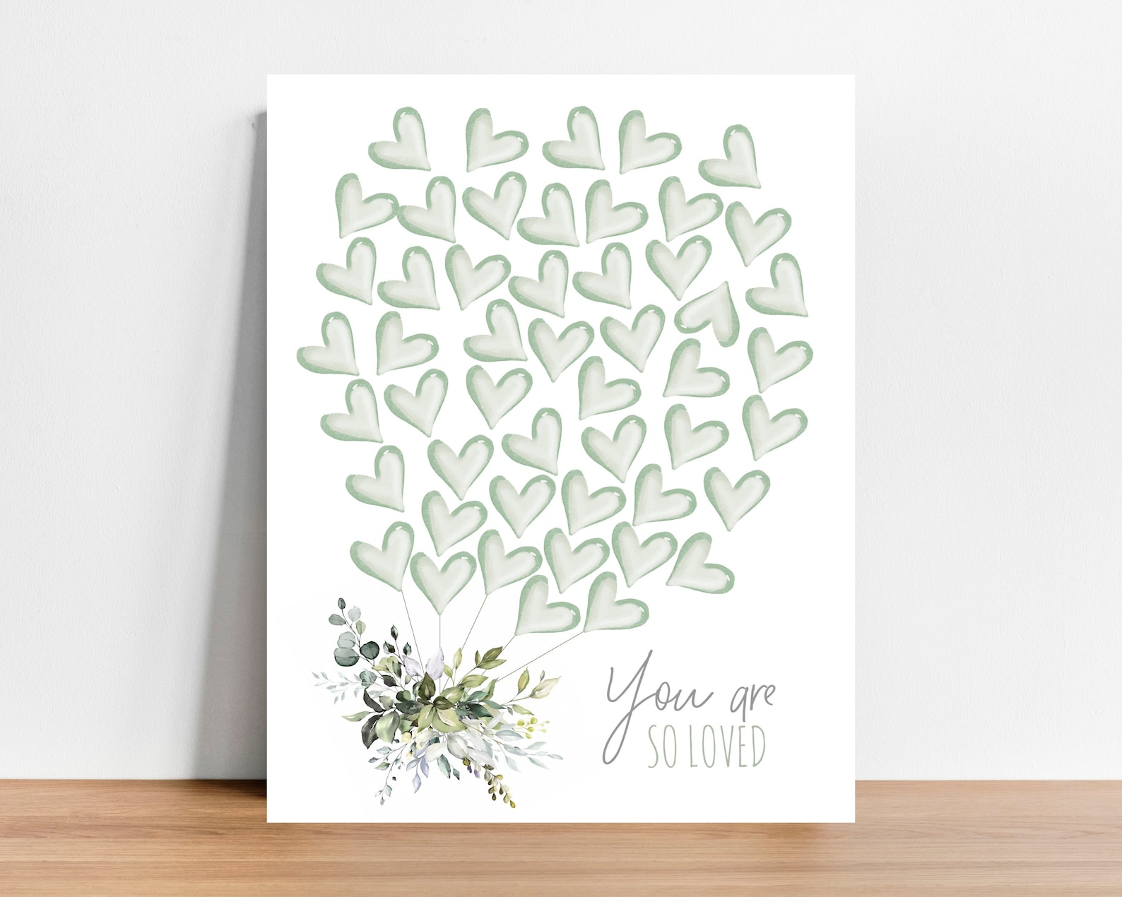 50 Hearts Greenery Balloon Heart Guestbook Signature Guest | Etsy