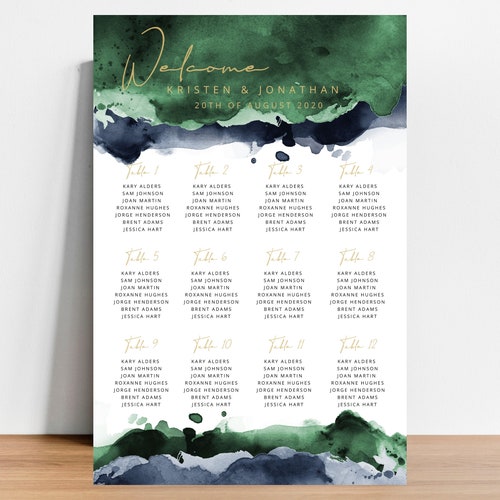 Burgundy Navy Watercolor Splash Wedding Seating Chart Table - Etsy