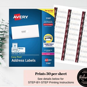 Return Address Labels, Self-editable Avery Labels 5160, Burgundy and ...