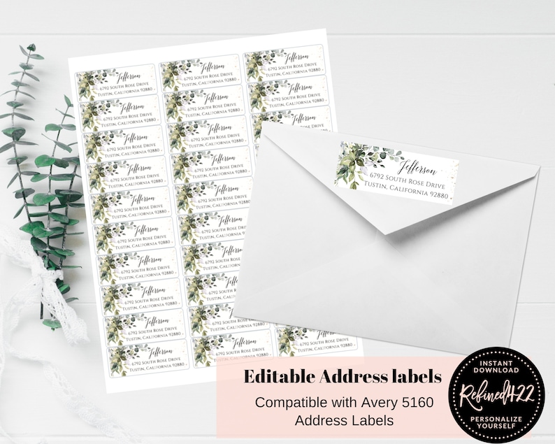 Return Address Labels Self-editable Avery Labels 5160 | Etsy