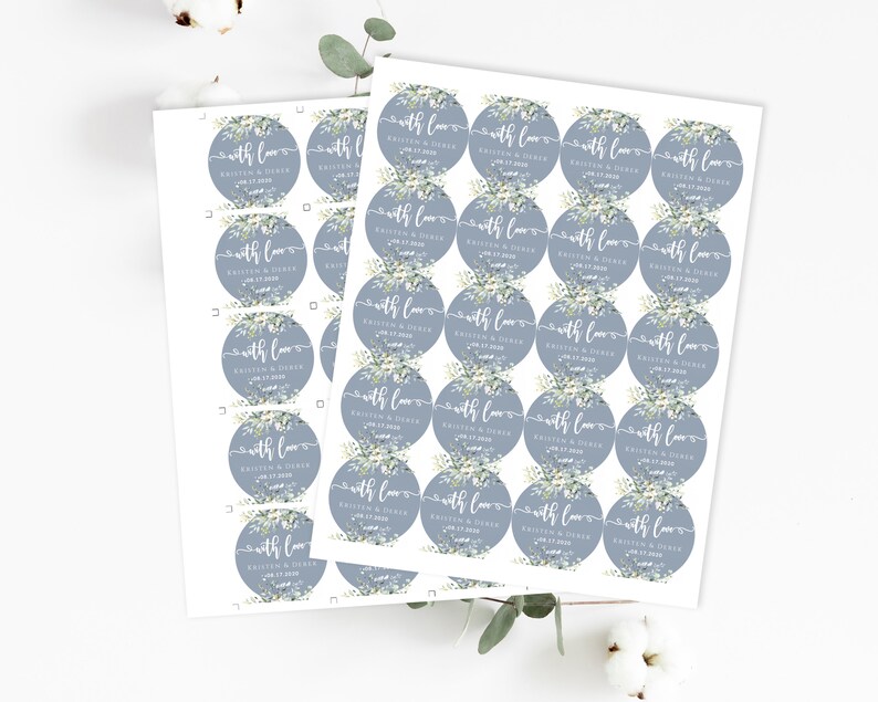 Wedding Favor Gift Tags Dusty Blue Bohemian Greenery Party | Etsy