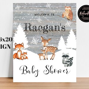 Rustic Winter Woodland Animals Welcome Sign Forest Animals - Etsy