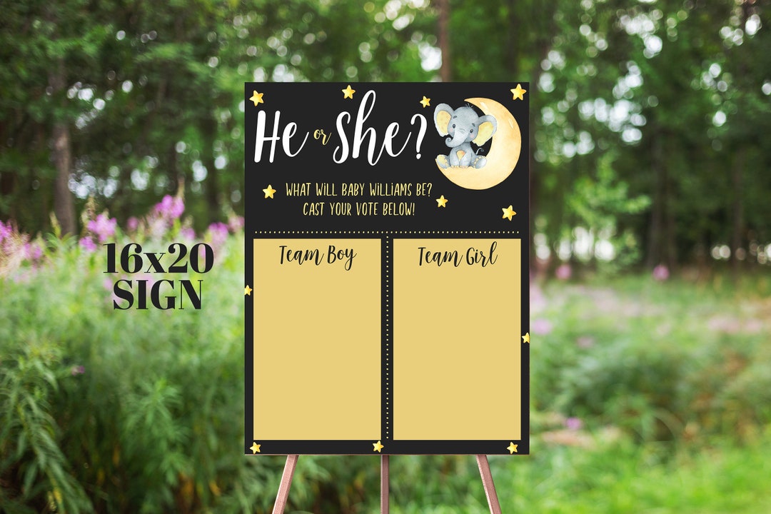 Gender Prediction Sign, He or She Activity, Twinkle Elephant, Boy or ...