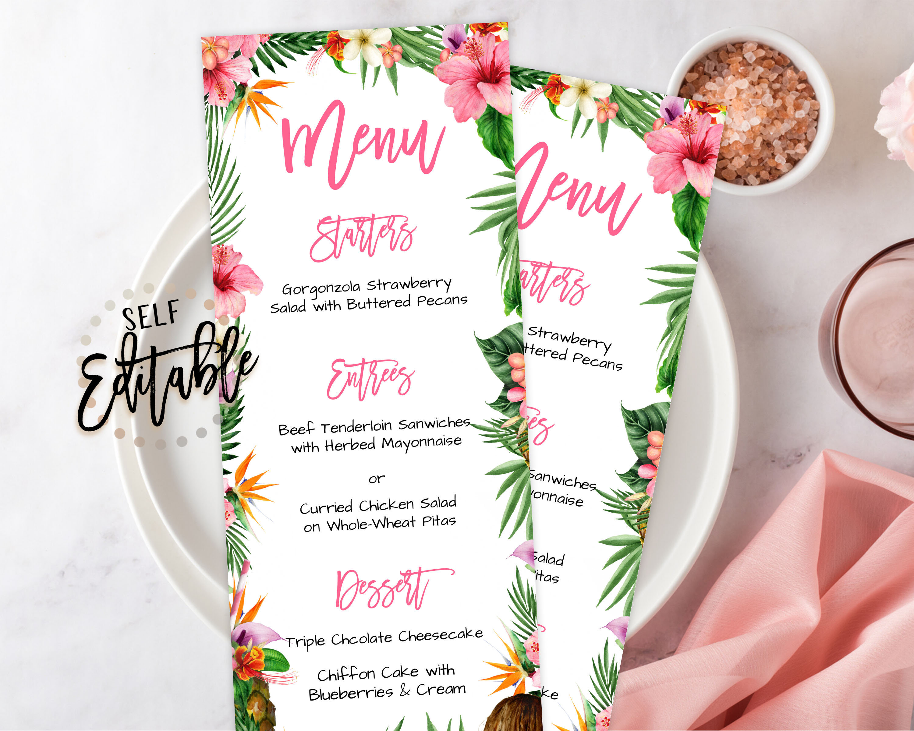 Tropical Luau Menu Template Aloha Baby Shower DIY Editable - Etsy