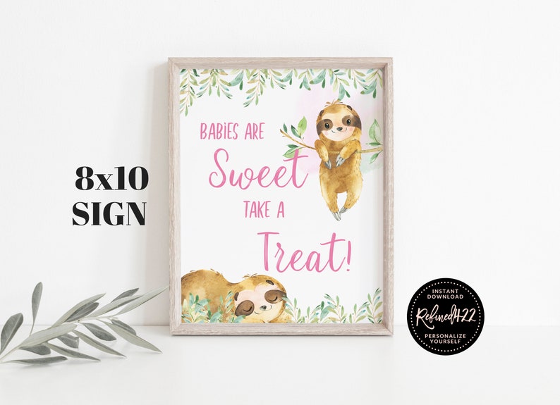 Sloth Dessert Table Sign Babies Are Sweet Take a Treat Baby - Etsy