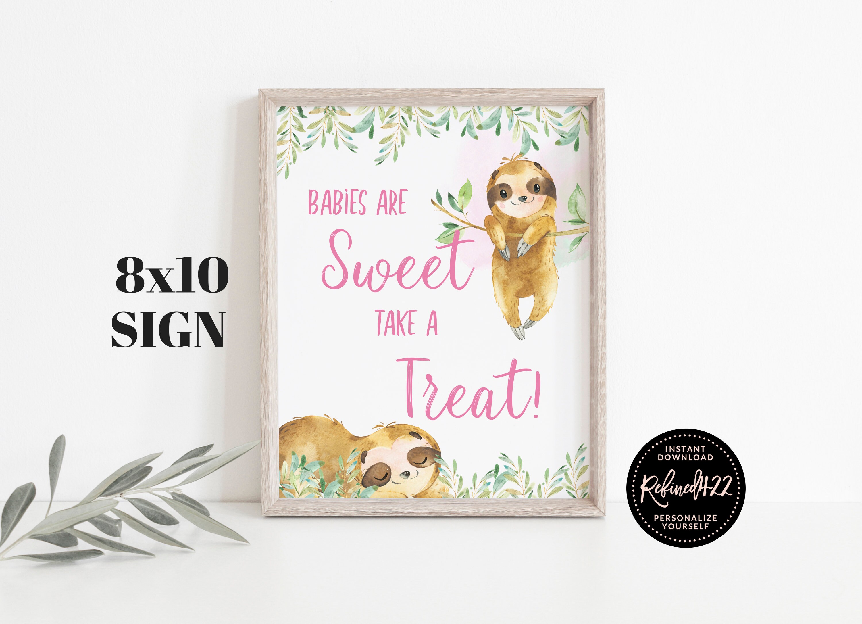 Sloth Dessert Table Sign Babies Are Sweet Take a Treat Baby - Etsy