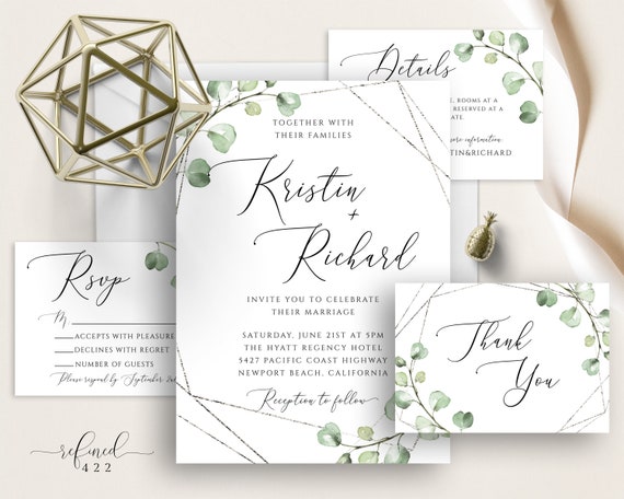 Wedding Invitation Elegant Silver Borders Glitter Wedding Invitation,