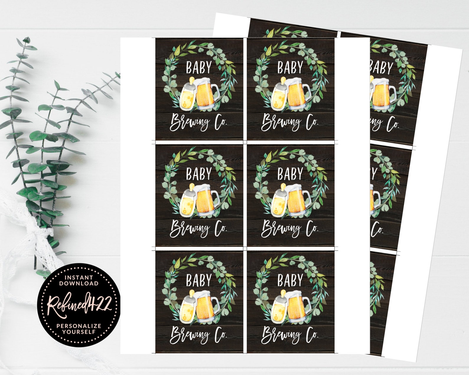 EDITABLE Beer Bottle Label, Baby is Brewing Shower, Beer Baby Shower ...