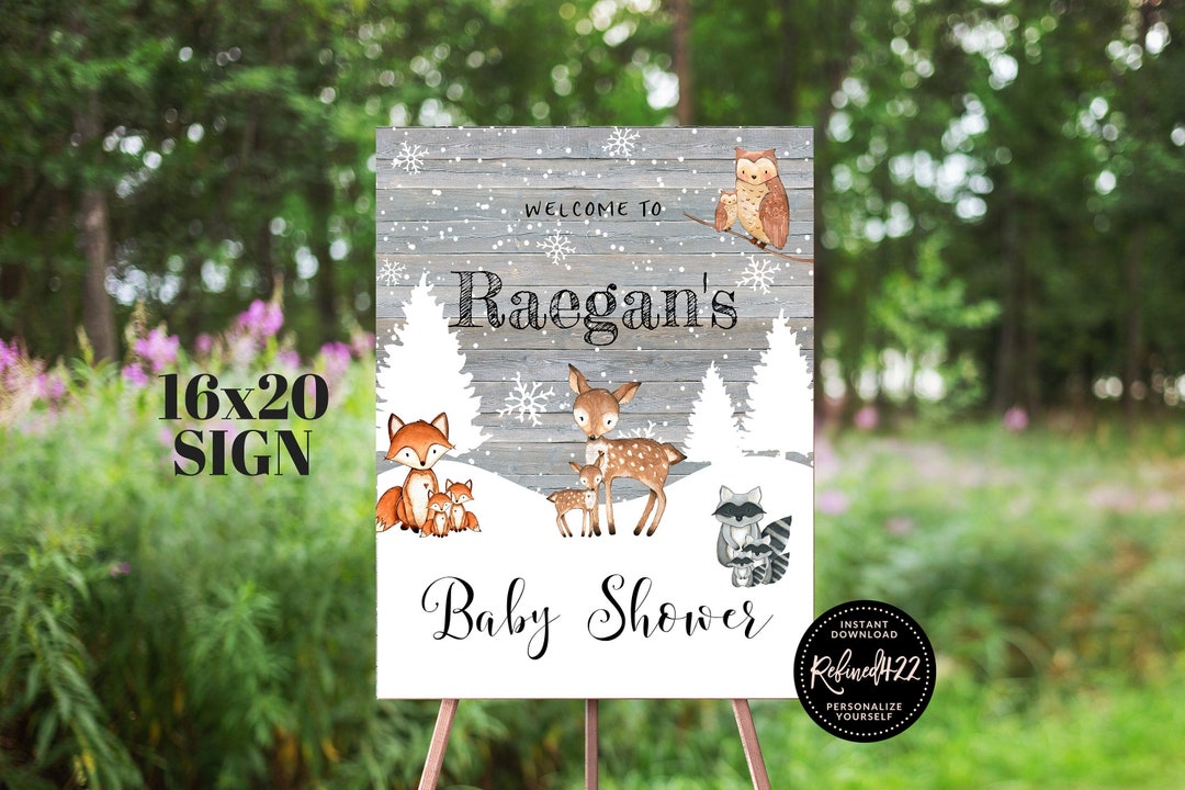 Rustic Winter Woodland Animals Welcome Sign Forest Animals - Etsy