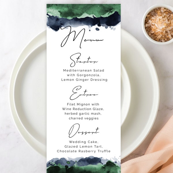 Emerald Green and Blue Menu - Etsy