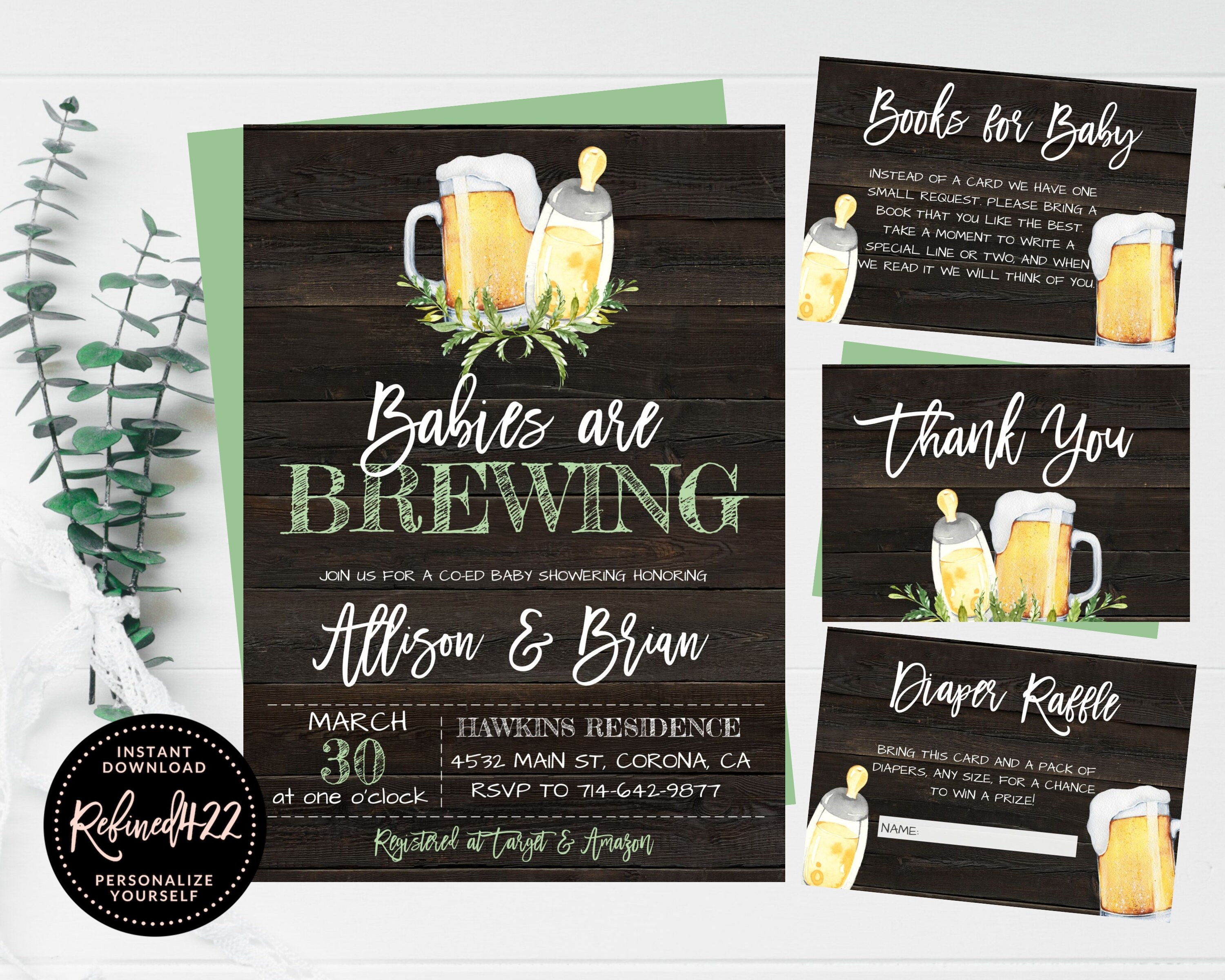 Twins Babies Are Brewing Invitation Beer Baby Shower Invite - Etsy